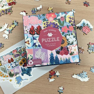 US State Flowers Map Jigsaw Puzzle: Unique 275 Piece Design - Etsy