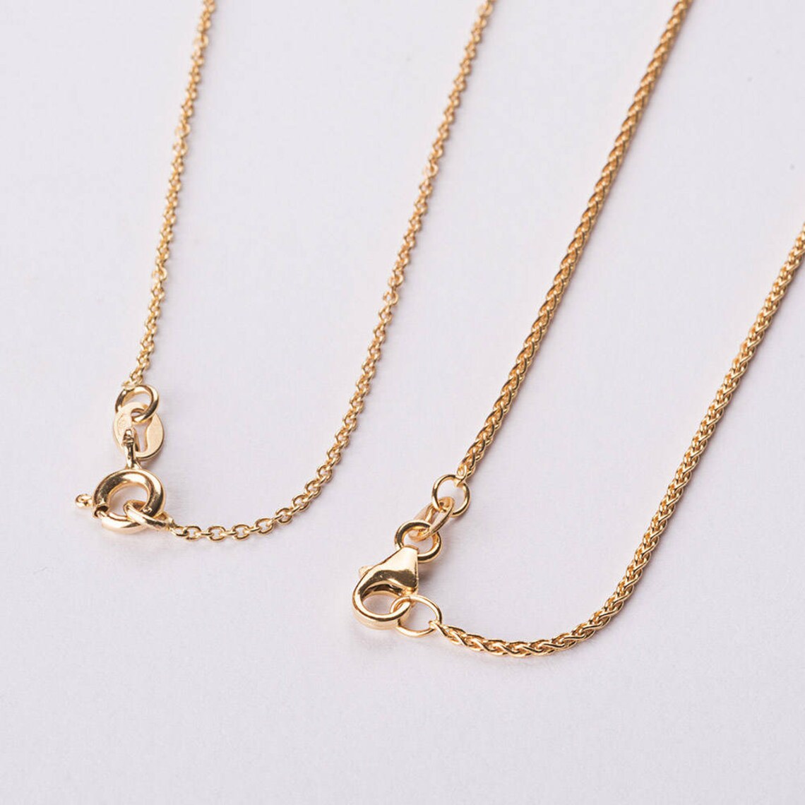 14K Gold Wheat Chain, 14k Solid Gold Spiga Chain, Minimal Women Chain ...