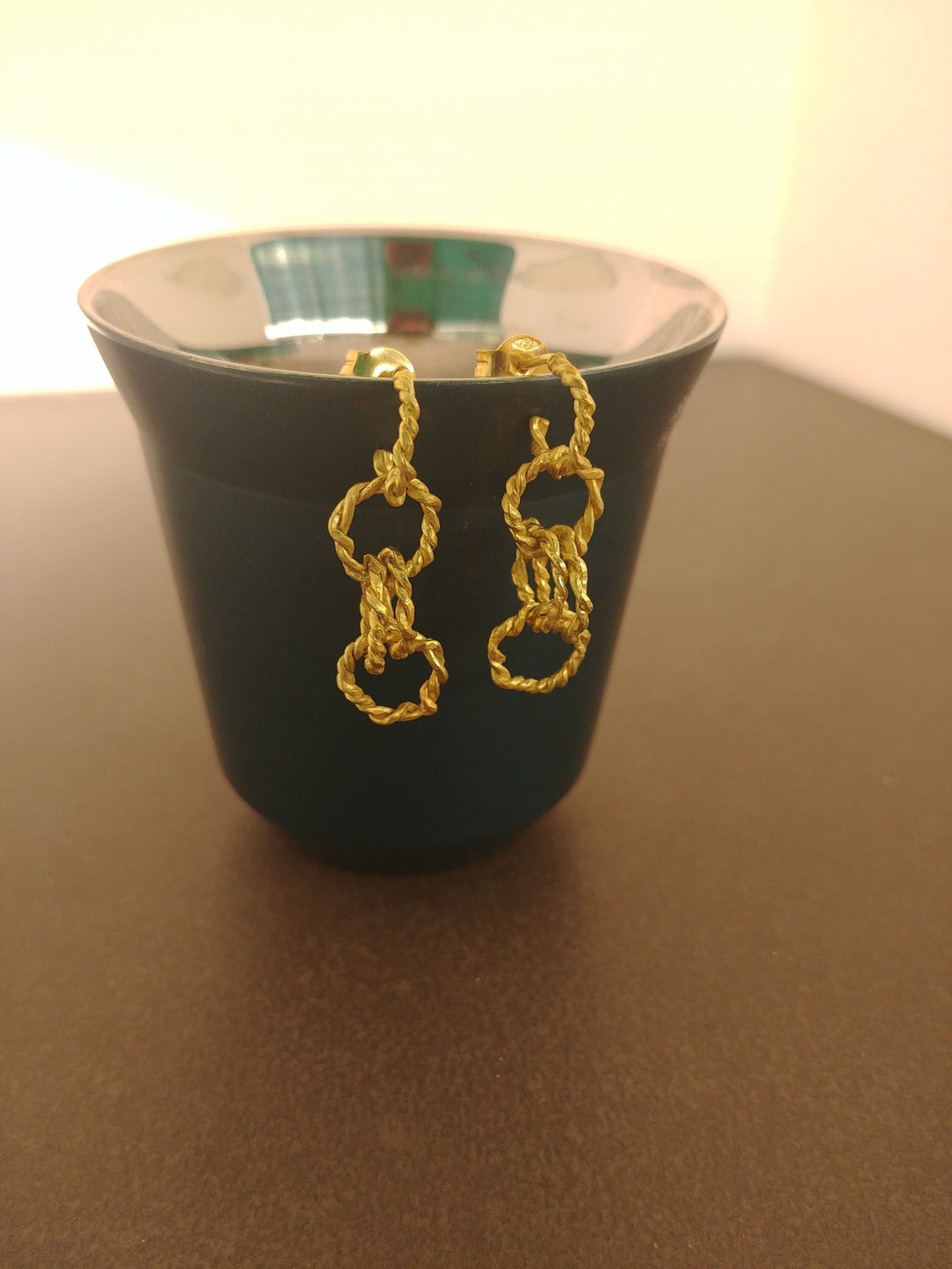 18k Gold Interlocking Circle Drop Earrings, Elegant Bridal Jewelry - Etsy