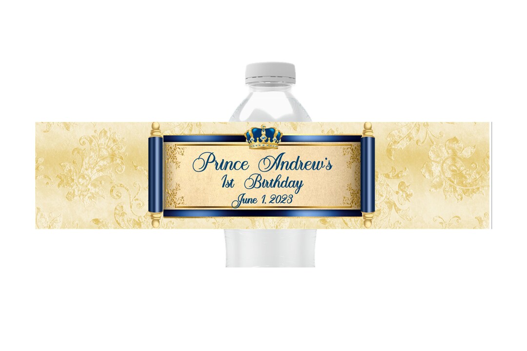 Prince Water Bottle Labels, Personalized Party Favors, Baby Shower ...