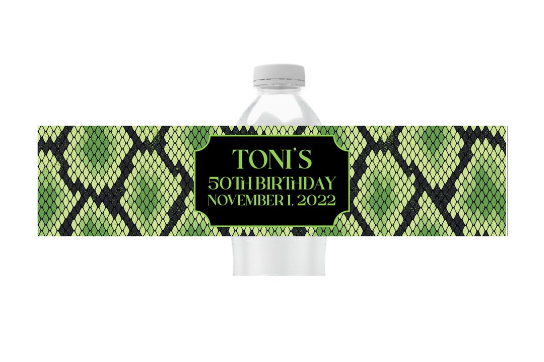 Personalized Water Bottle Labels, Snake Party Favors, Pack of 25 Peel ...