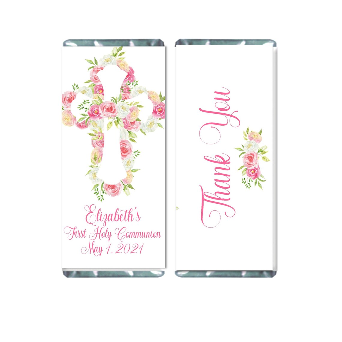 Pink Floral Cross Religious Candy Bar Wrapper Catholic Candy - Etsy