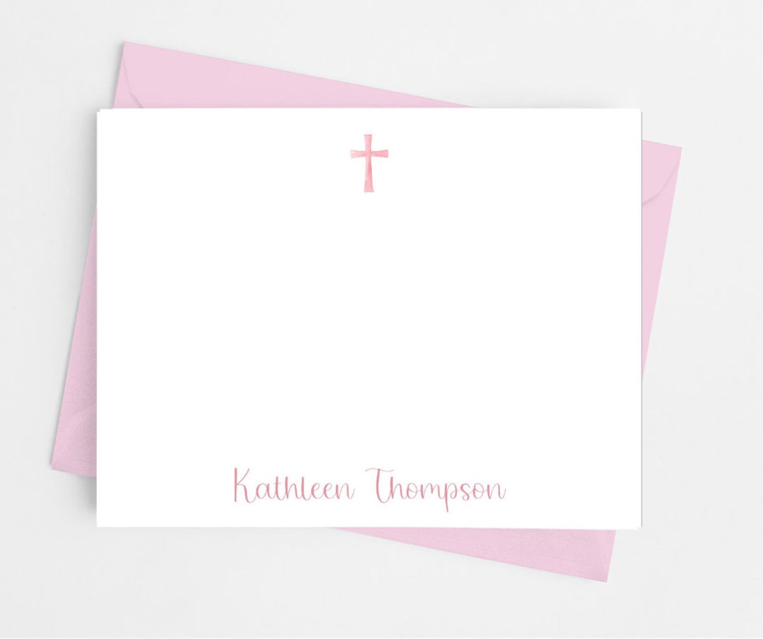 Religious Cross Personalized Note Cards, Custom Catholic Stationery ...