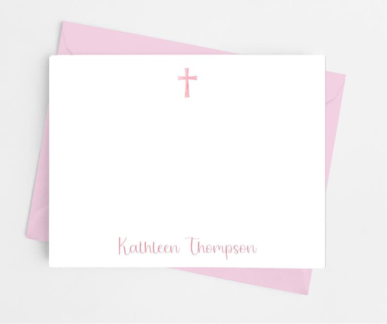 Religious Cross Personalized Note Cards, Custom Catholic Stationery ...
