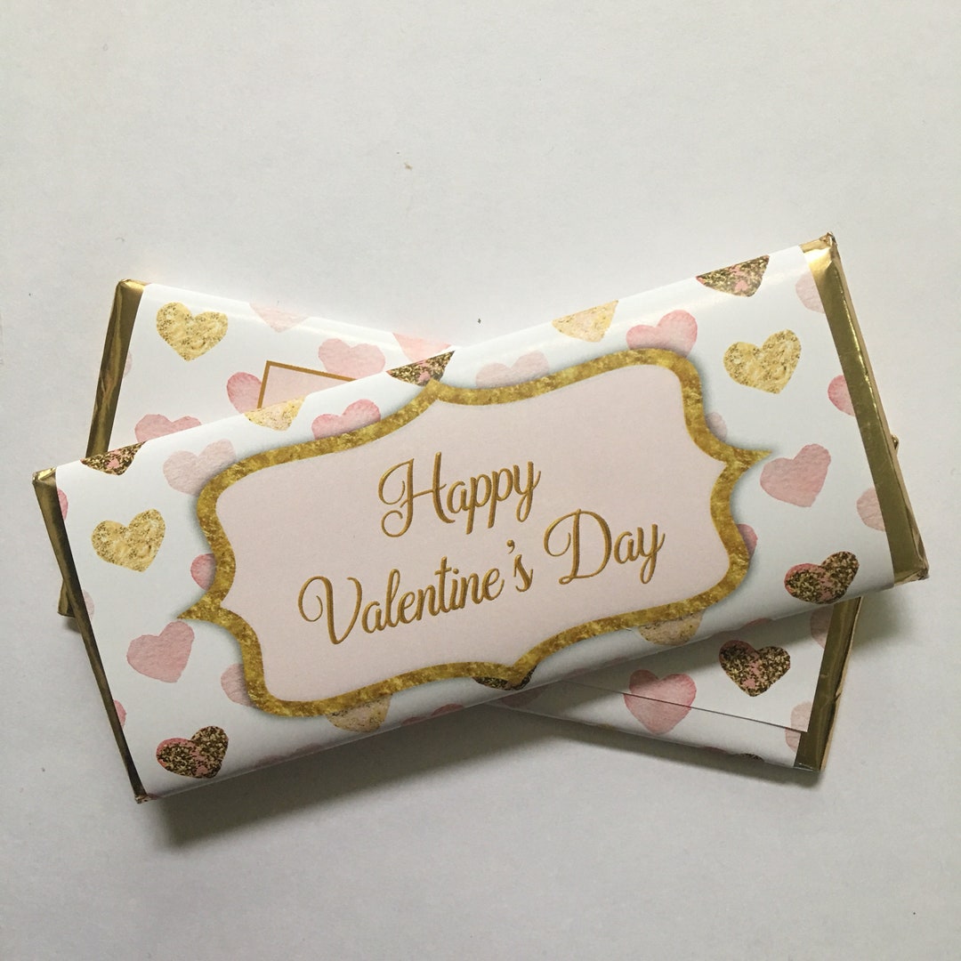 Pink and Gold Valentine Candy Bar Wrapper, Personalized Hershey Bar ...