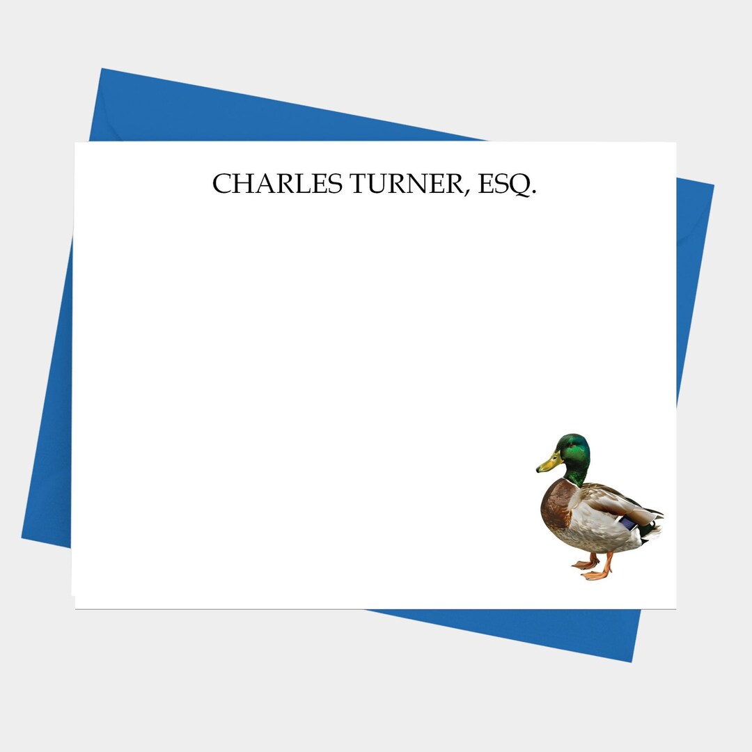 Mallard Duck Note Cards With Envelopes, Personalized Stationery Set for ...
