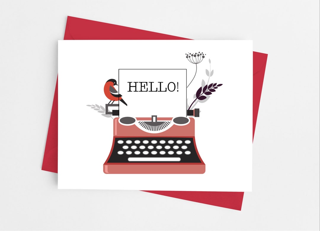 Typewriter Note Cards With Envelopes, Typewriter Stationery, Hello Note ...