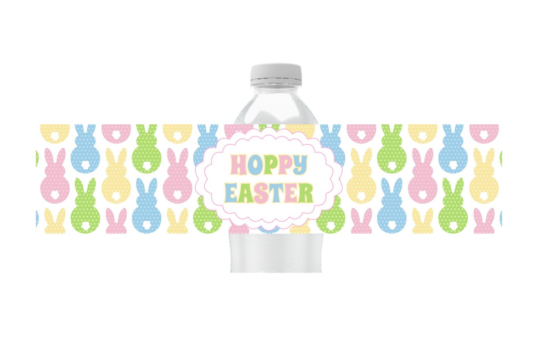 Hoppy Easter Bunny Rabbit Water Bottle Labels, Easter Party Favors ...