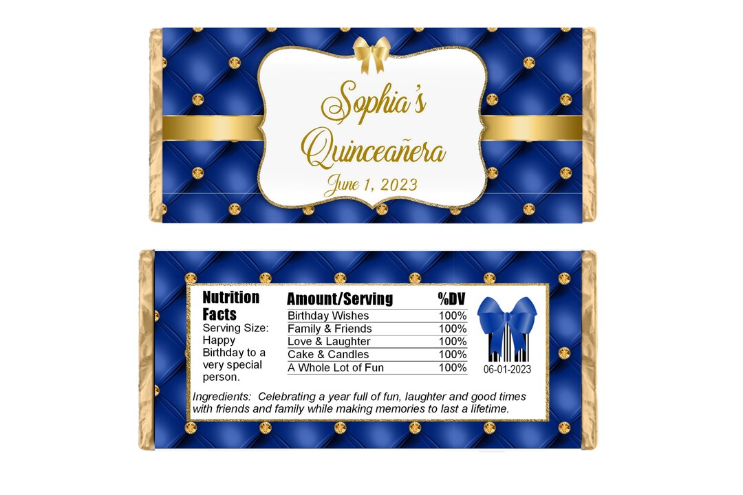 Personalized Candy Wrappers for Chocolate, Birthday Party Favors, Pack ...