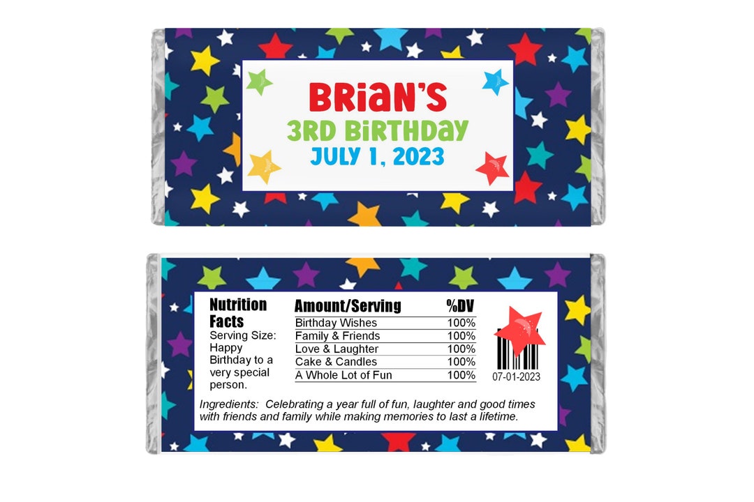Personalized Candy Wrappers for Chocolate, Star Party Favors for Any ...