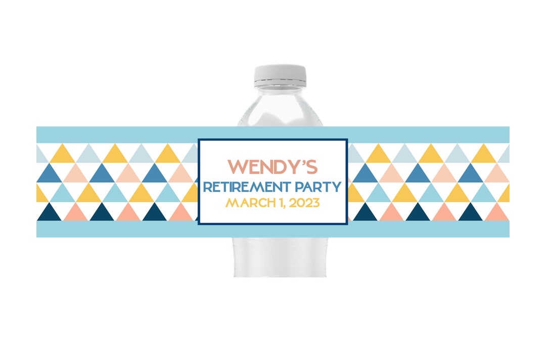 Personalized Water Bottle Labels, Party Favors, Modern Triangle Design ...