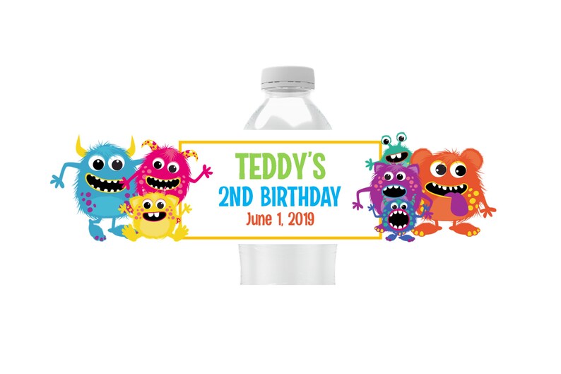 Monster Water Bottle Labels, Personalized Birthday Party Favors for ...
