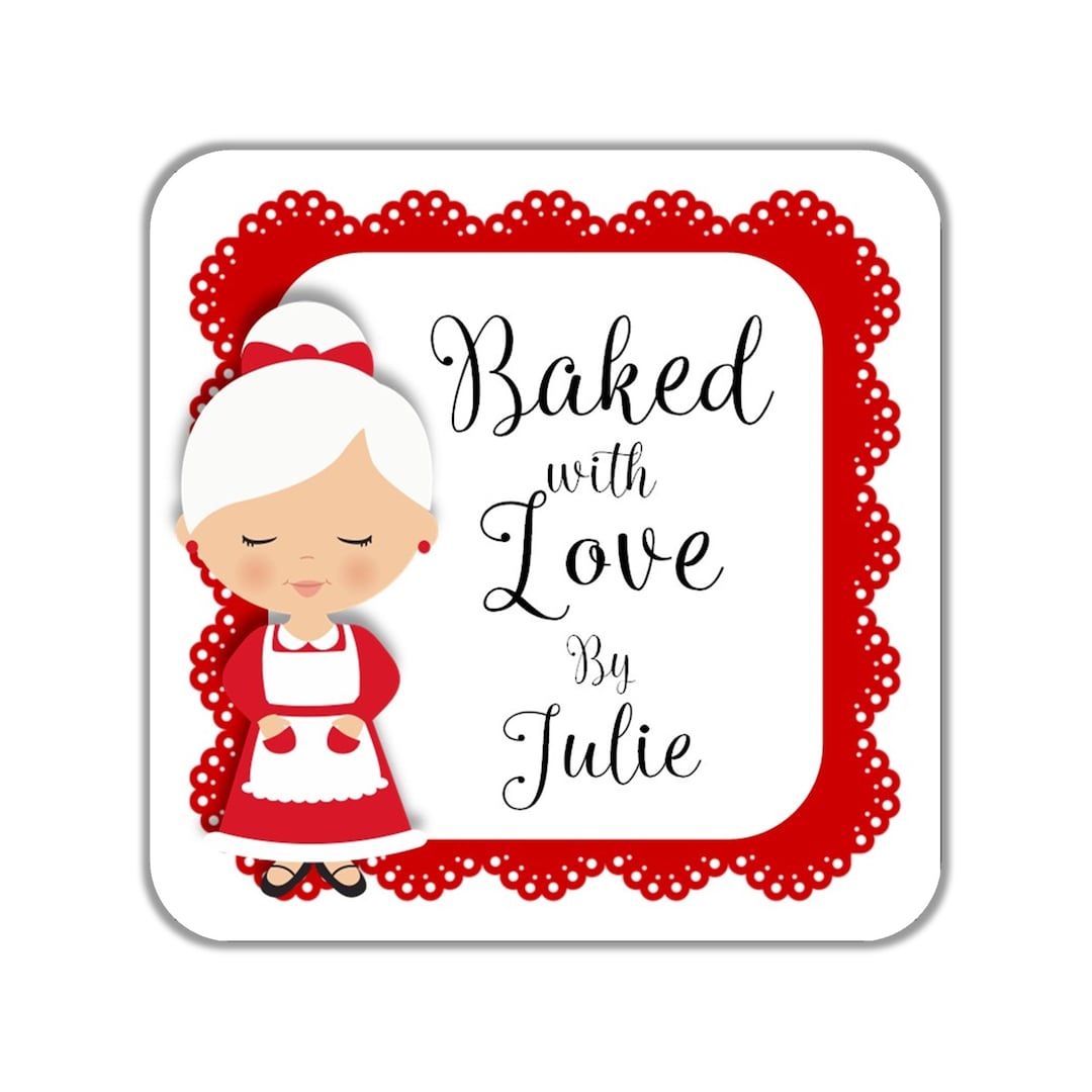 Christmas Mrs. Claus Baked With Love Gift Stickers OR Tags ...