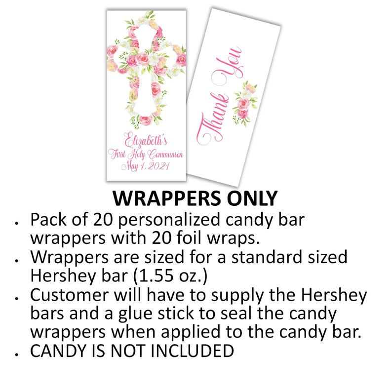 Pink Floral Cross Religious Candy Bar Wrapper Catholic Candy - Etsy