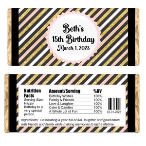 Personalized Candy Wrappers for Chocolate, Birthday Party Favors, Pack ...