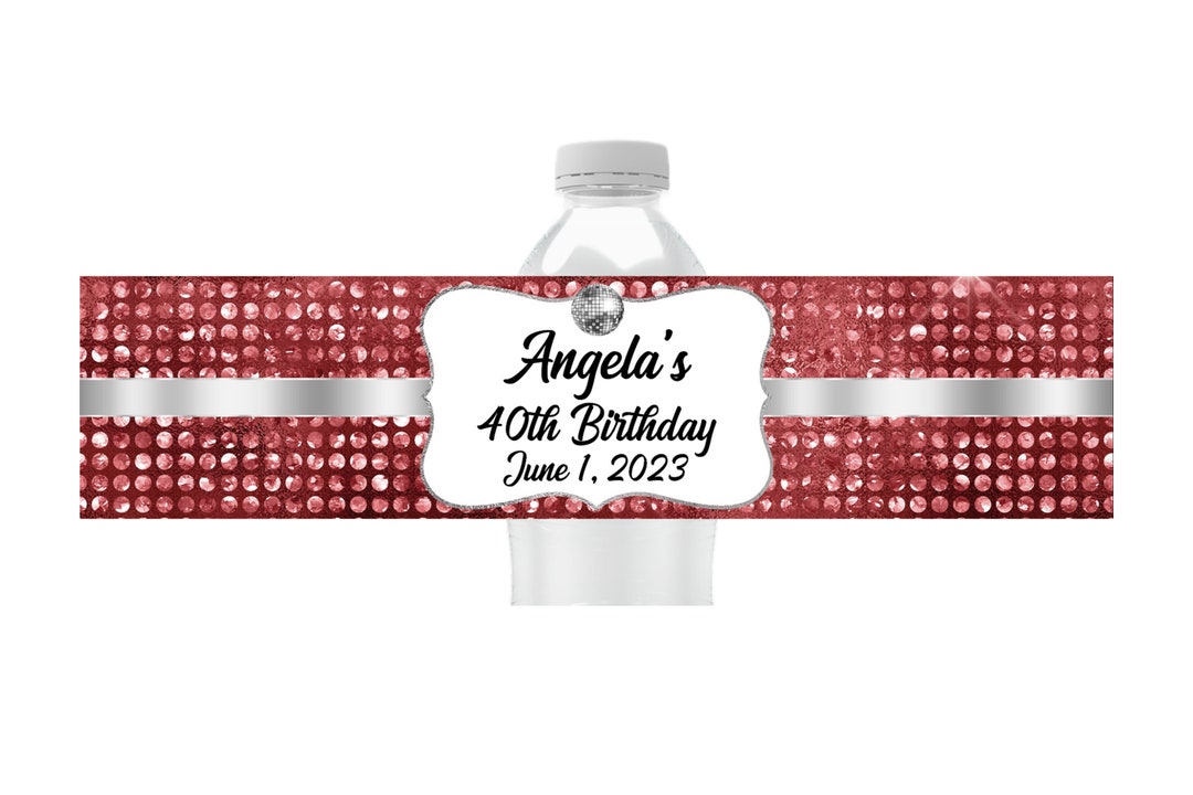 Personalized Water Bottle Labels, Birthday Party Favors, Disco Ball ...