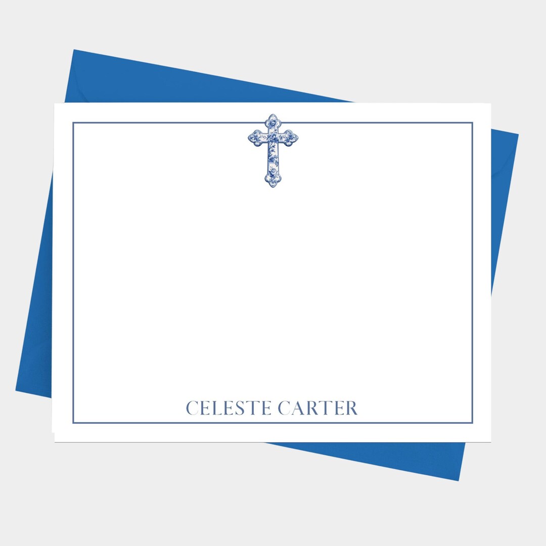 Religious Note Cards With Envelopes, Chinoiserie Cross Design ...