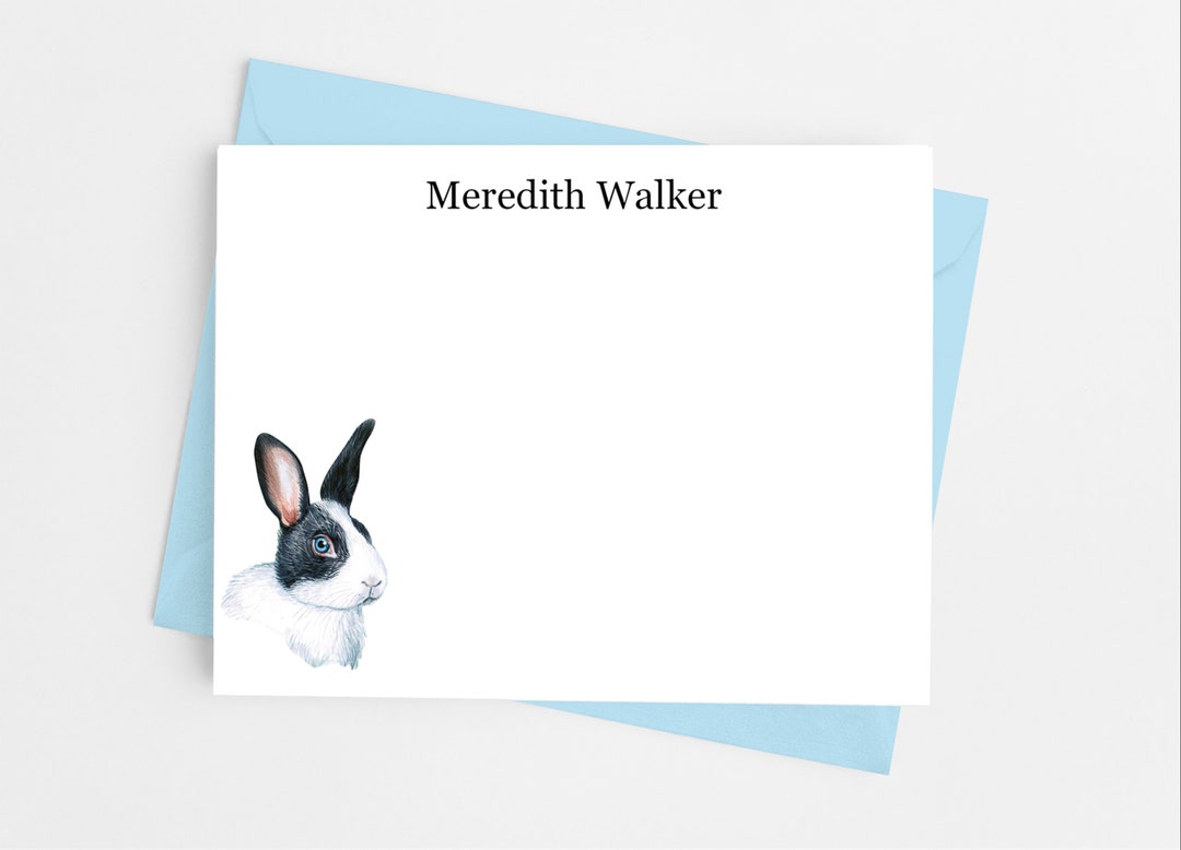 Bunny Rabbit Stationery Note Cards With Envelopes, Custom Personalized ...