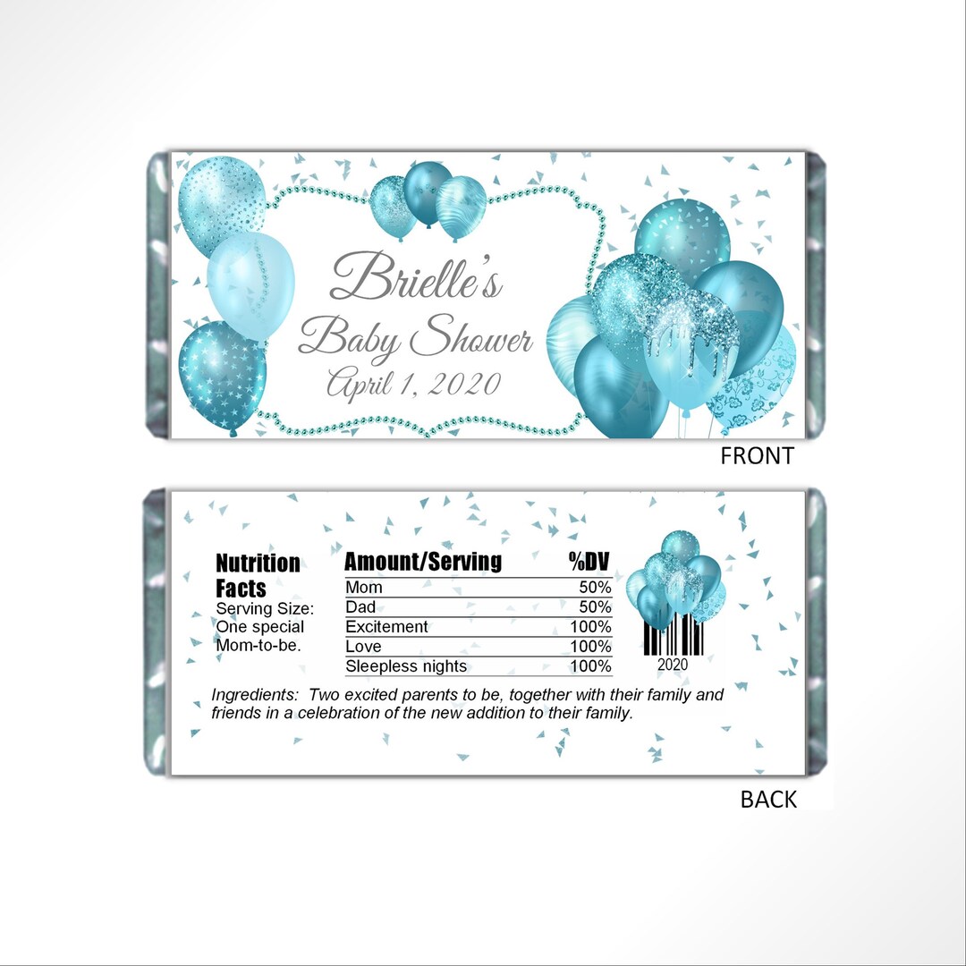 Personalized Candy Bar Wrappers, Blue Birthday Party Favors, Custom ...