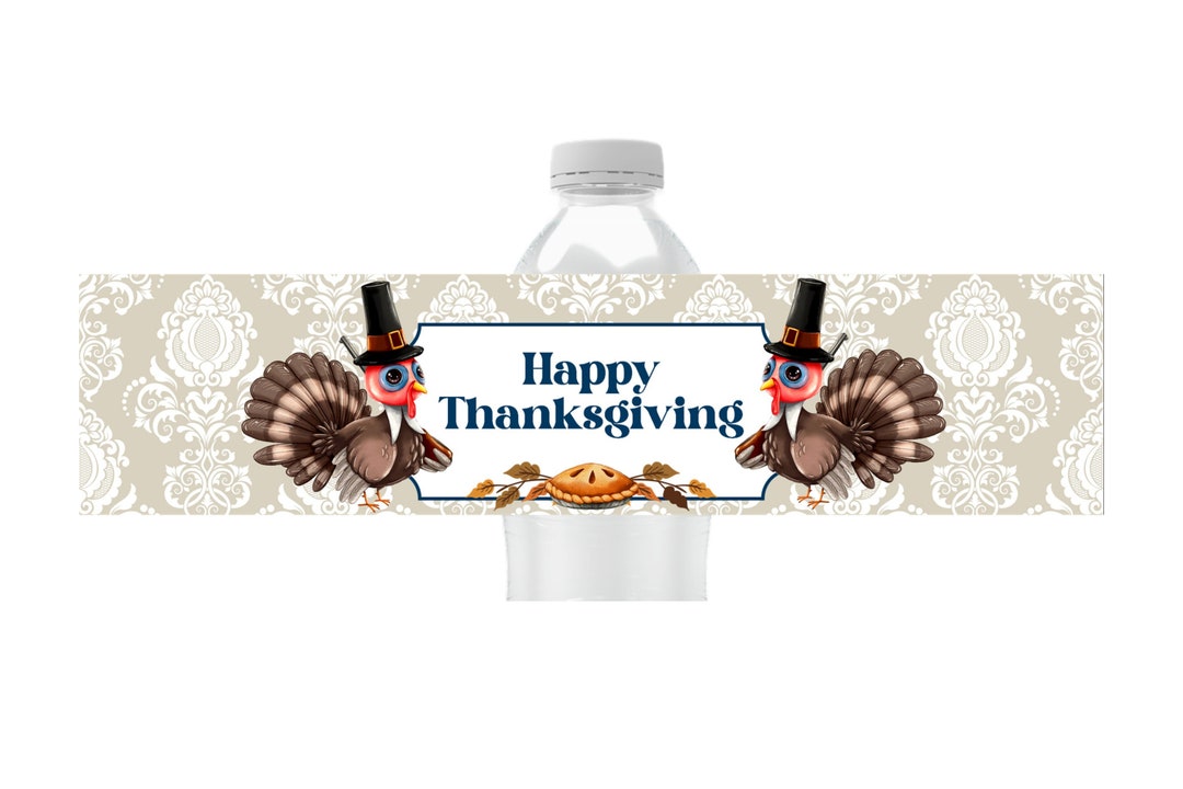 Personalized Water Bottle Labels, Thanksgiving Party Favors, Pack of 25 ...
