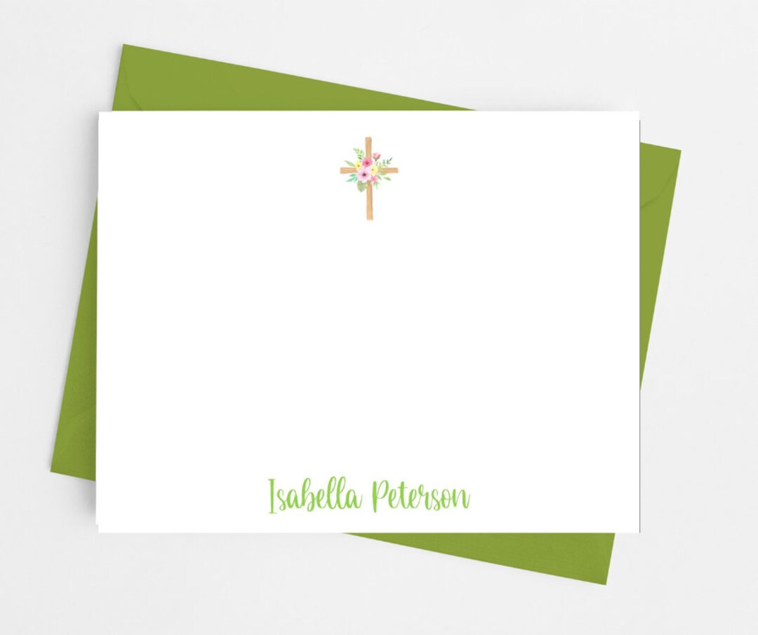 Religious Cross Personalized Note Cards, Custom Catholic Stationery ...