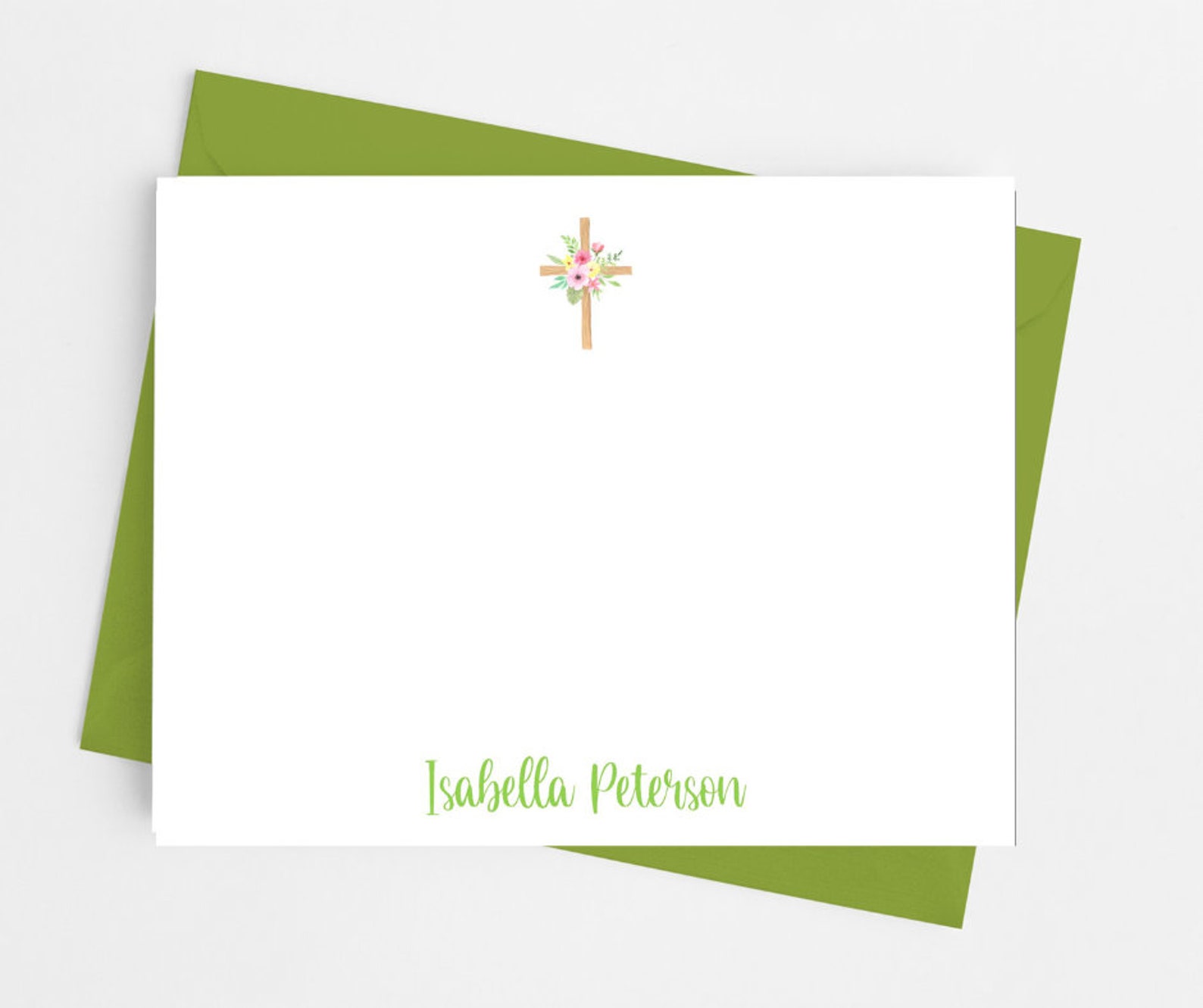 Religious Cross Personalized Note Cards, Custom Catholic Stationery ...