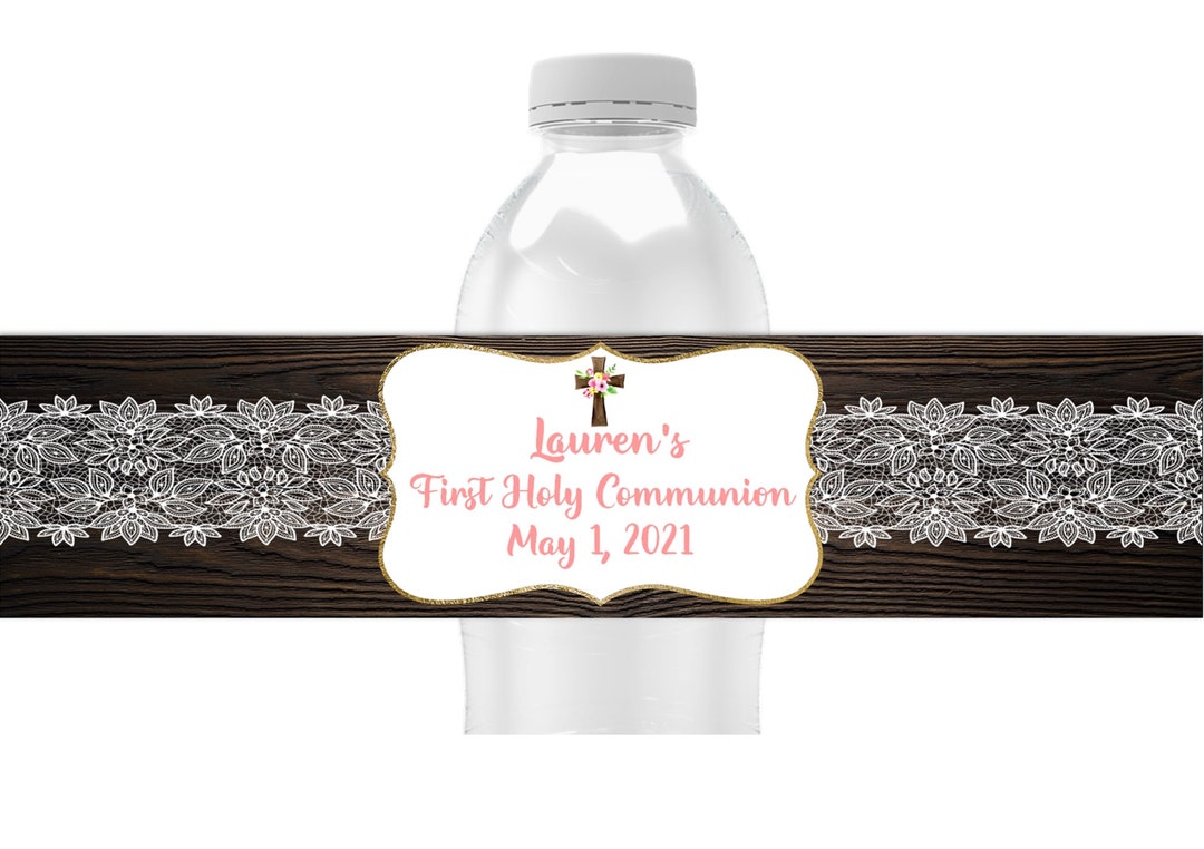 Religious Cross Personalized Water Bottle Labels Custom Bottled Water ...