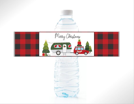 Christmas Camper Water Bottle Labels Peel and Stick - Etsy