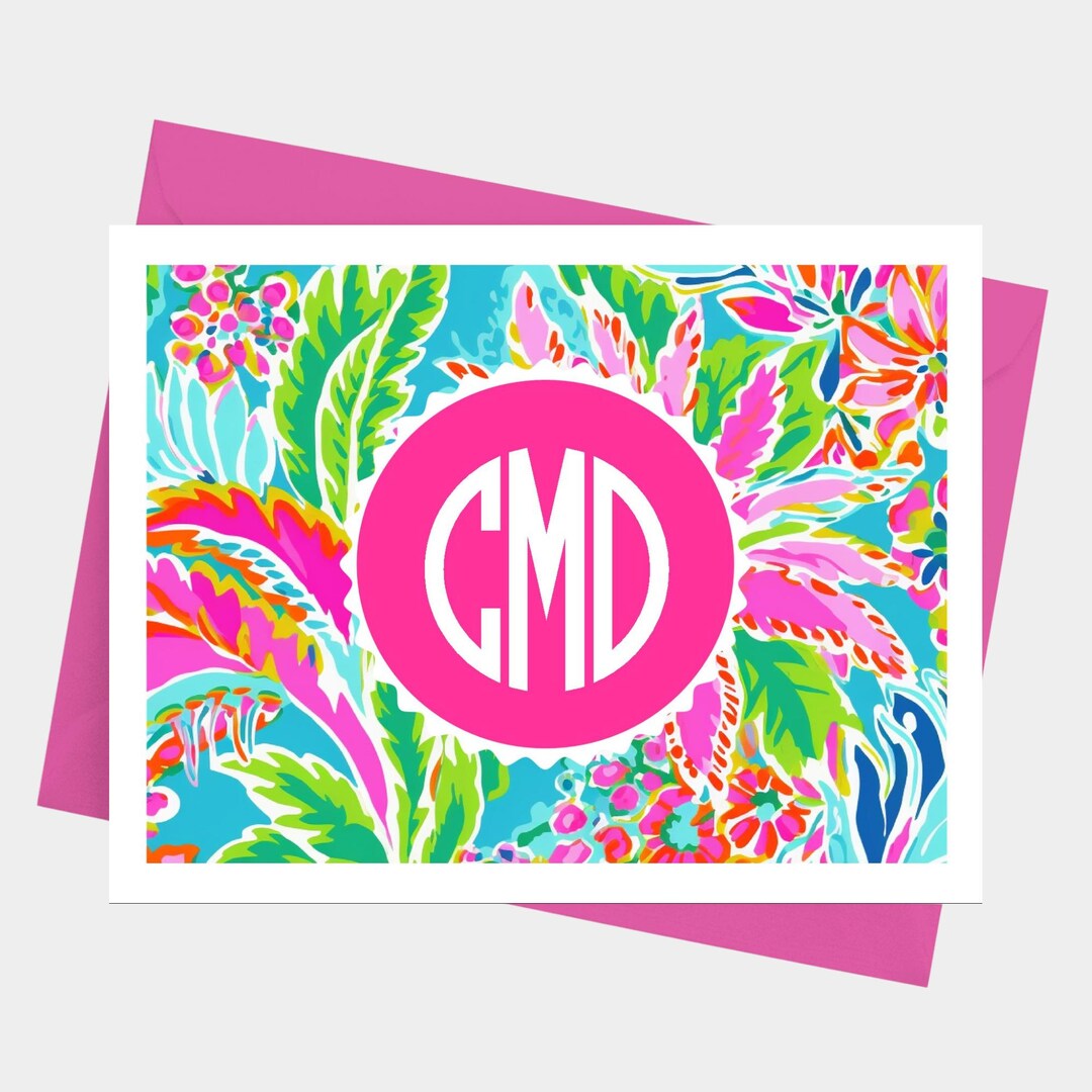 Monogram Note Cards With Envelopes, Personalized Stationery Set for ...