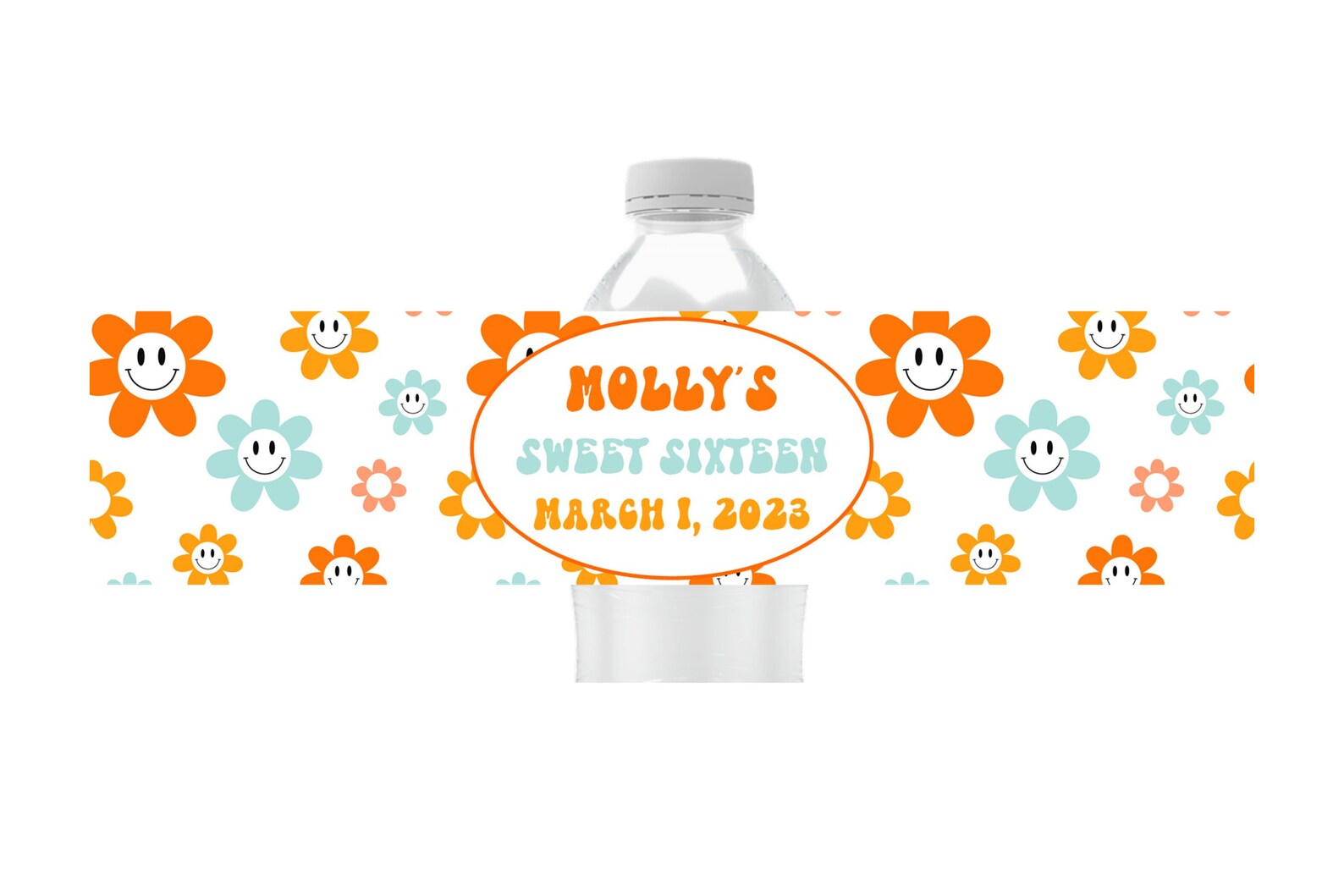 Smiley Face Water Bottle Labels, Personalized Party Favors, Pack of 25 ...