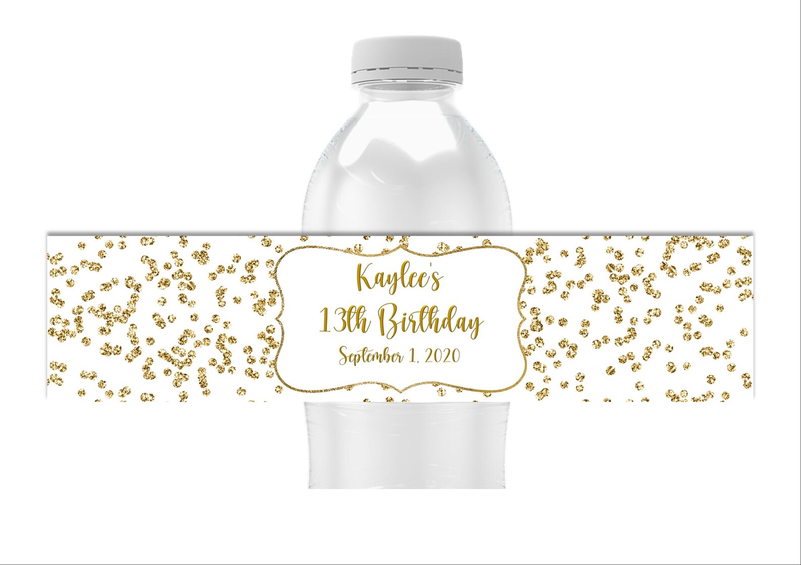 Glitter Confetti Water Bottle Labels, Personalized Birthday Party ...