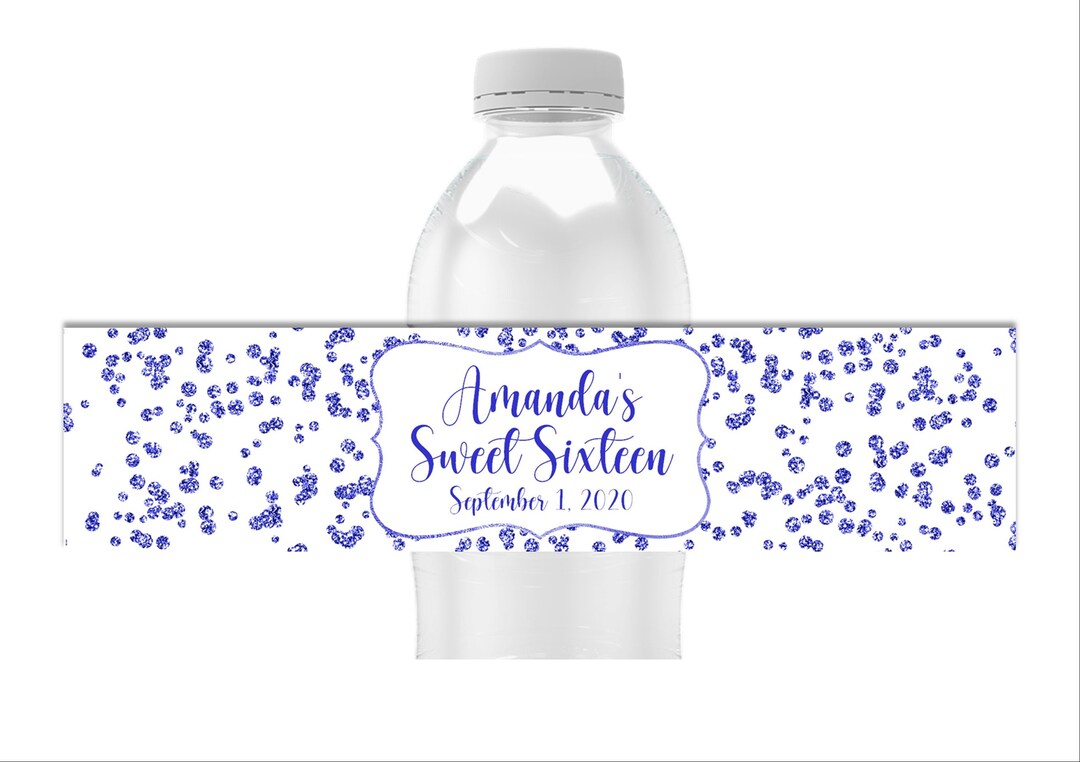 Glitter Confetti Water Bottle Labels, Personalized Birthday Party ...