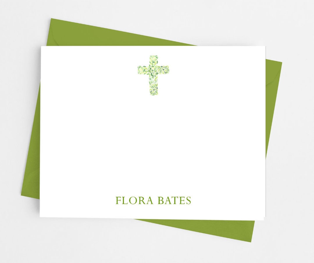 Religious Cross Personalized Note Cards, Custom Catholic Stationery ...