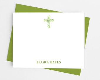 Religious Cross Personalized Note Cards, Custom Catholic Stationery ...