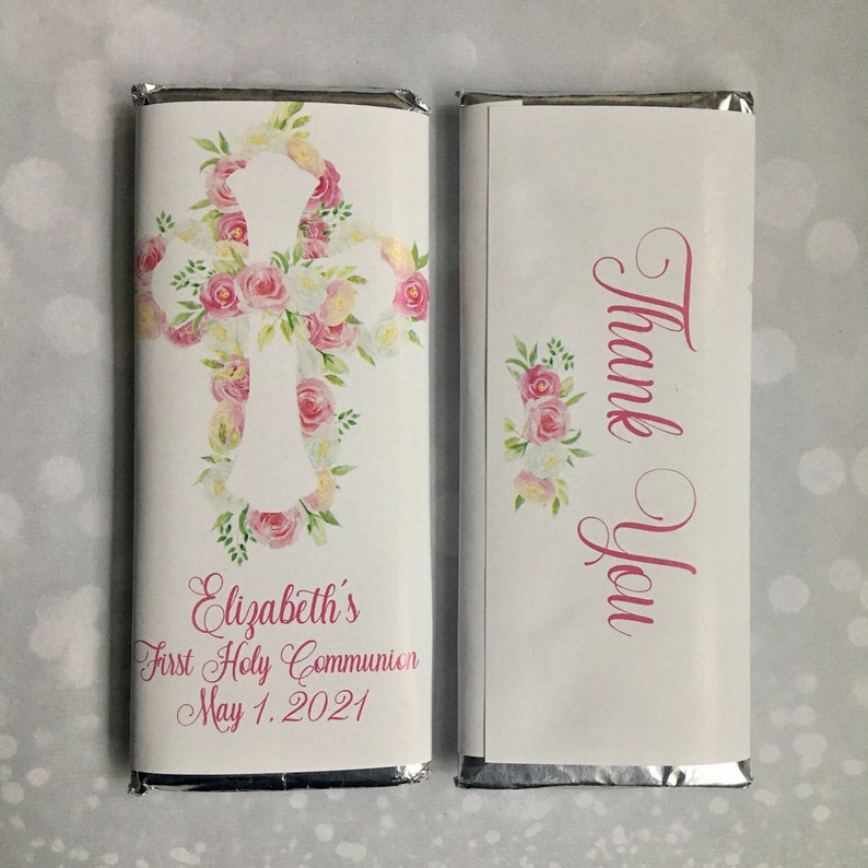 Pink Floral Cross Religious Candy Bar Wrapper Catholic Candy - Etsy