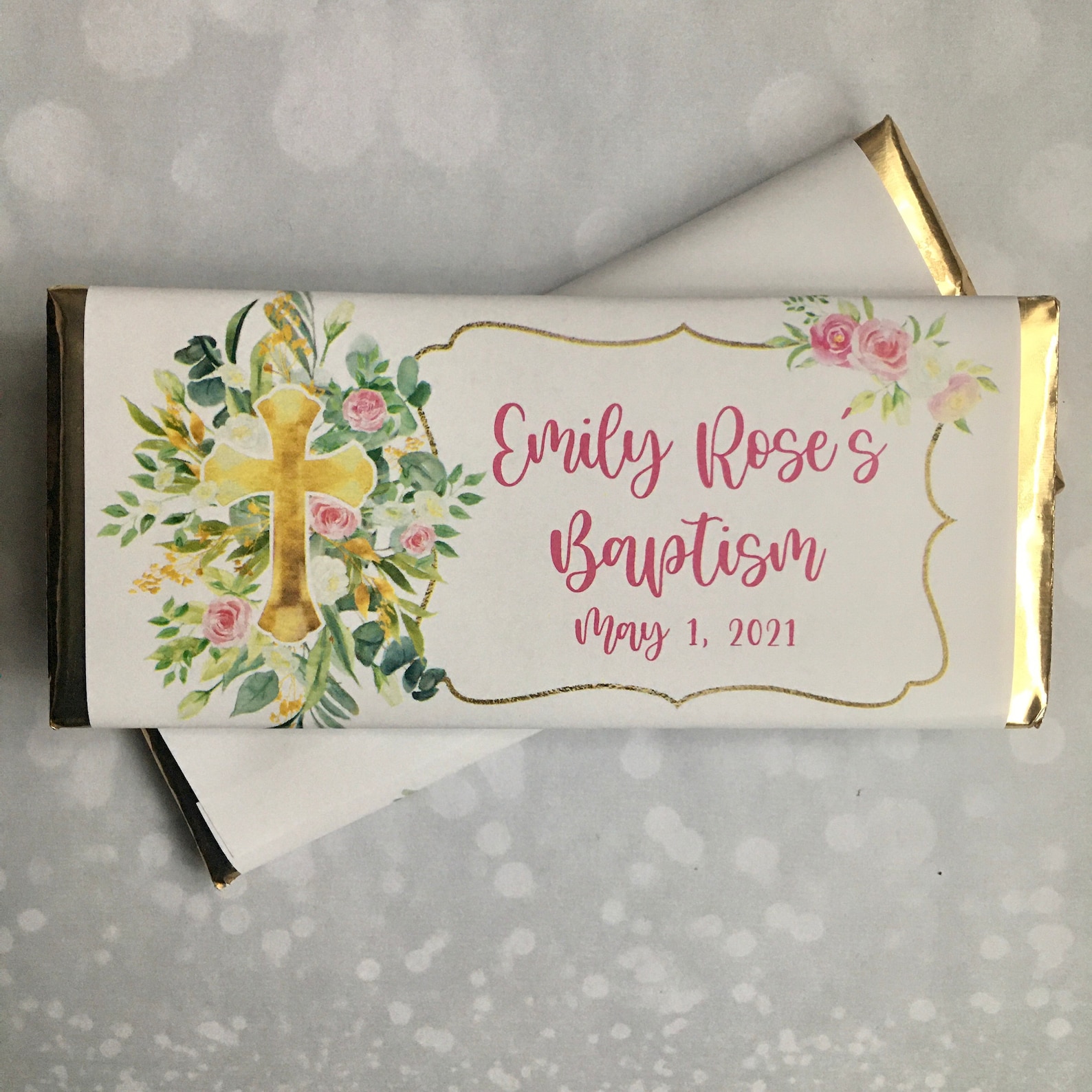 Floral Greenery Religious Candy Bar Wrapper Catholic Candy | Etsy