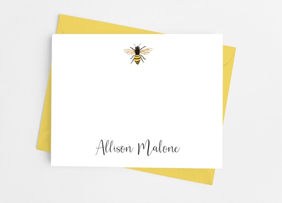 Bee Personalized Stationery Note Cards Flat Note Cards with | Etsy