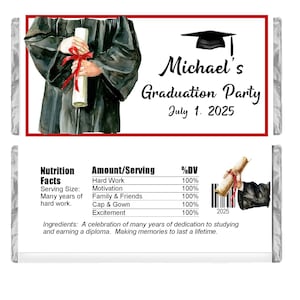 Graduation Party Favors, Personalized Candy Wrappers for Chocolate ...