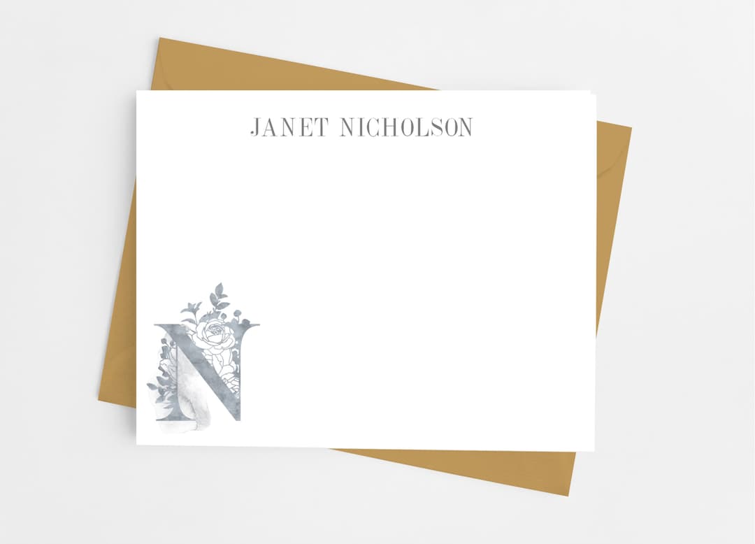 Single Initial Monogram Note Cards, Custom Stationary for Women ...