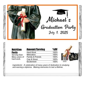 Graduation Party Favors, Personalized Candy Wrappers for Chocolate ...