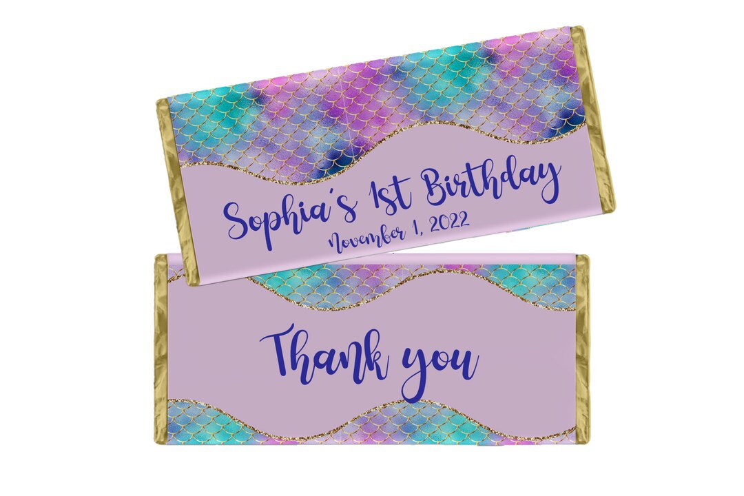 Mermaid Scale Personalized Candy Wrappers, Birthday Party Favors, Pack ...