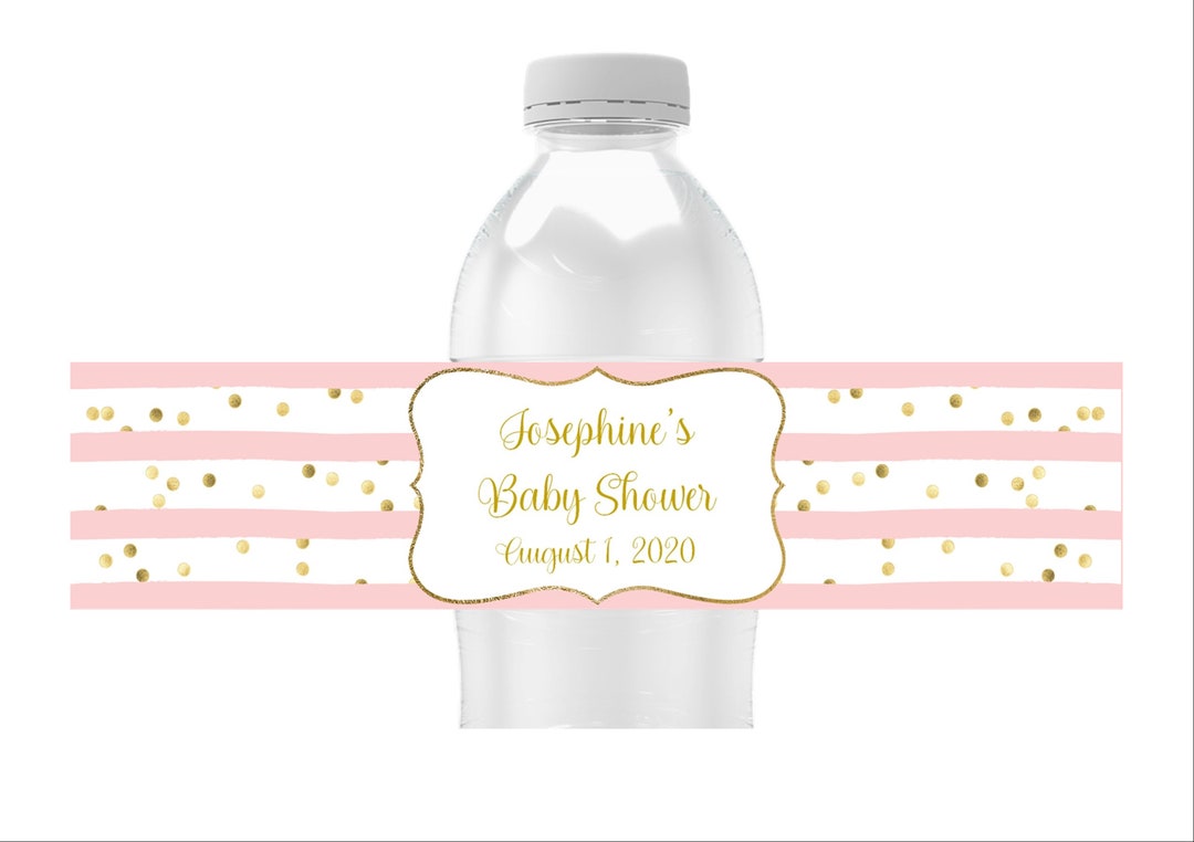 Striped Water Bottle Labels, Personalized Birthday Party Favors, Pack ...
