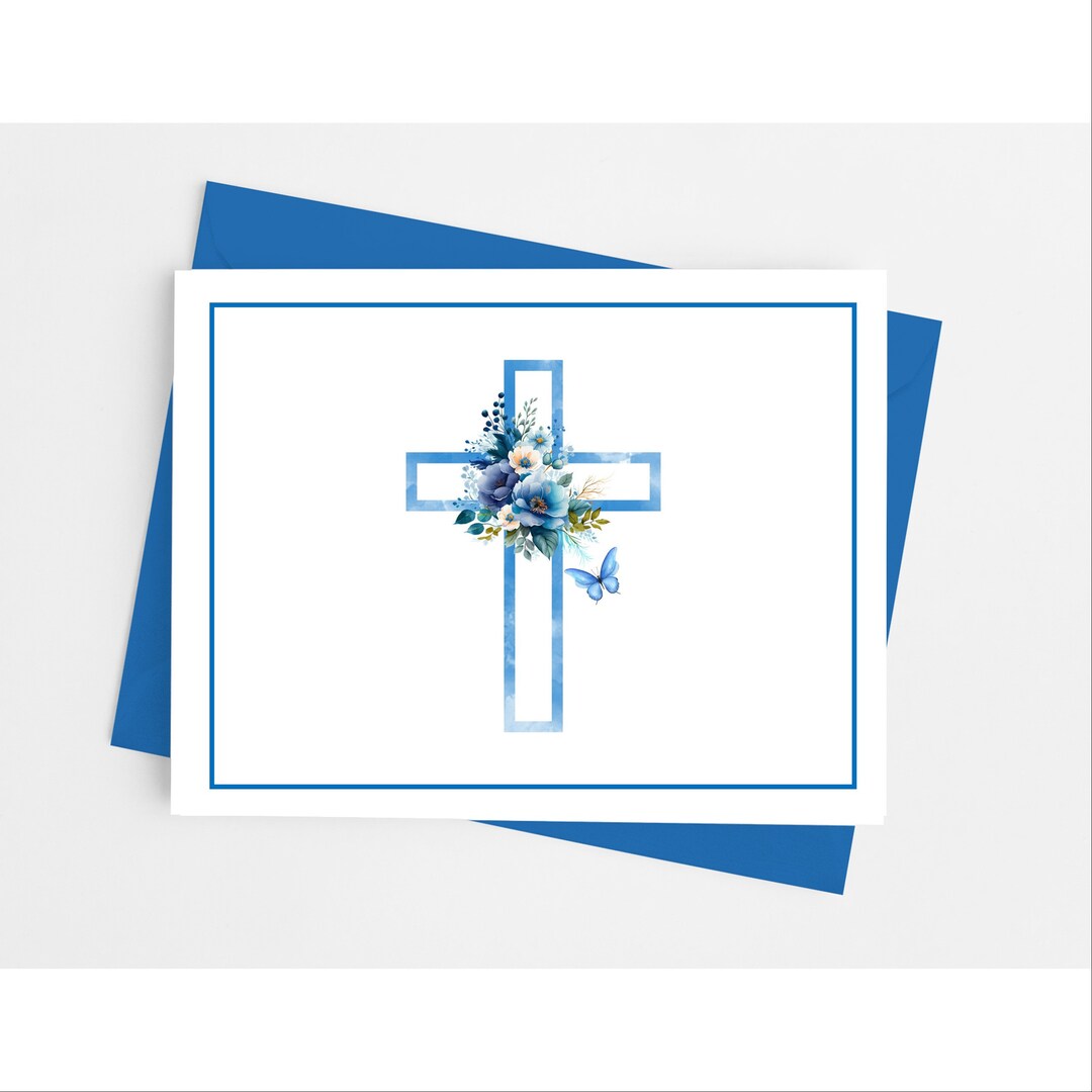 Cross Religious Note Cards With Envelopes, Christian Stationery Set ...