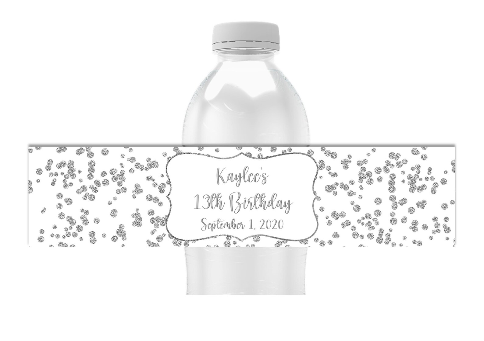 Glitter Confetti Water Bottle Labels, Personalized Birthday Party ...