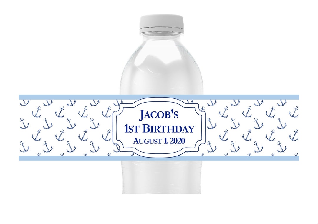 Nautical Anchor Water Bottle Labels, Personalized Birthday Party Favors ...