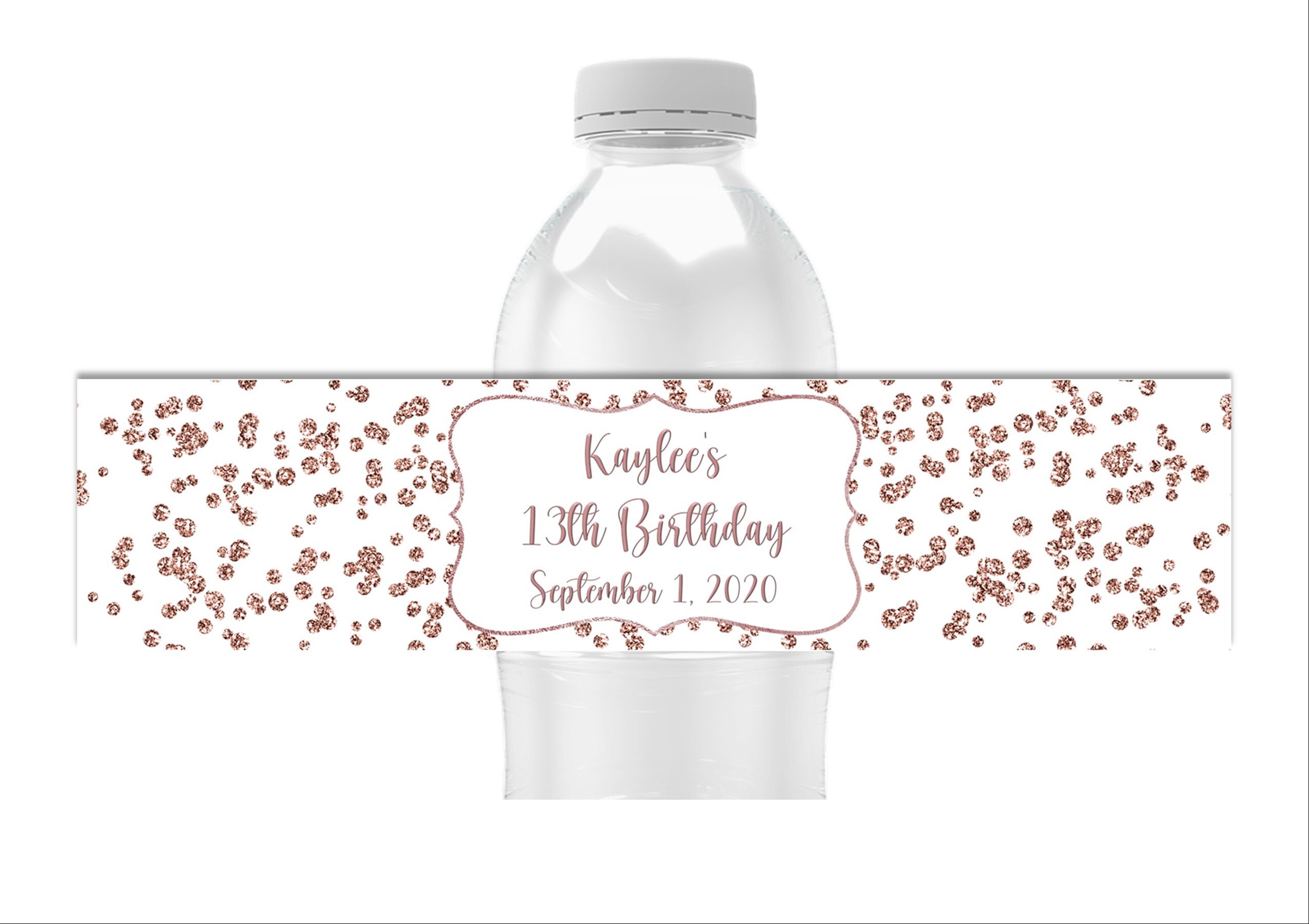 Glitter Confetti Water Bottle Labels, Personalized Birthday Party ...