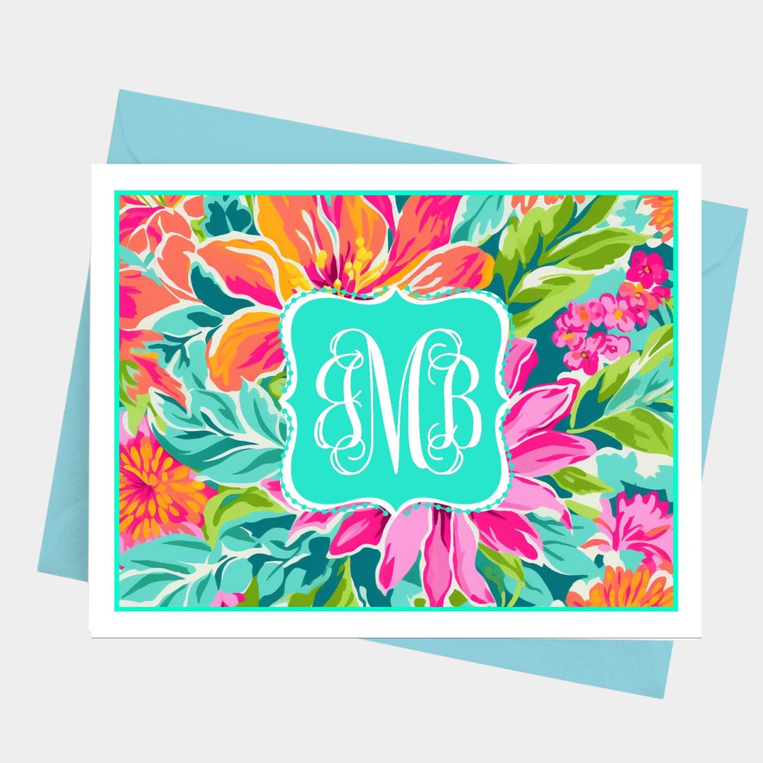 Monogram Note Cards With Envelopes, Personalized Stationery Set for ...