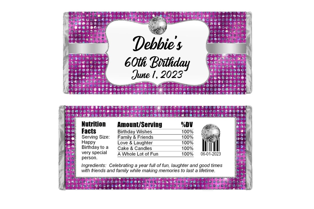 Personalized Candy Wrappers for Chocolate, Disco Ball Party Favors ...