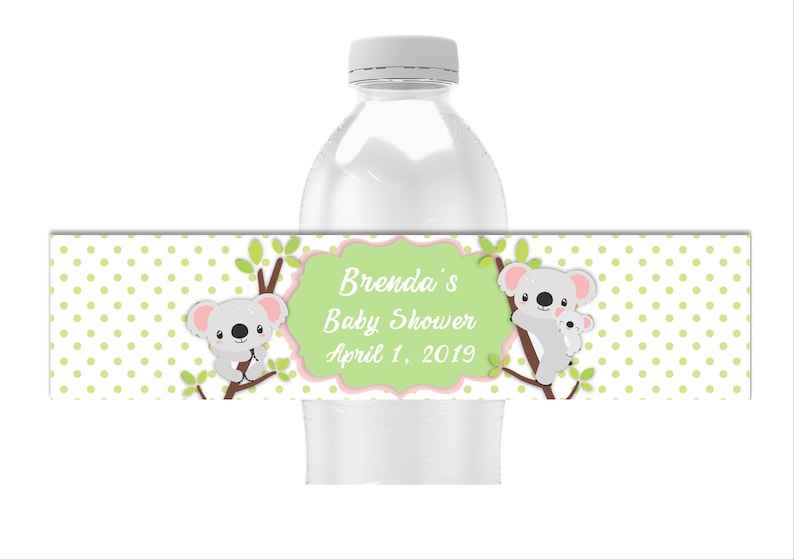 Koala Water Bottle Labels, Personalized Birthday Party Favors for Kids ...