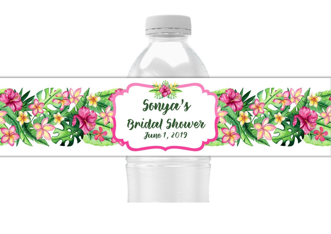 Tropical Floral Water Bottle Labels Personalized Party - Etsy